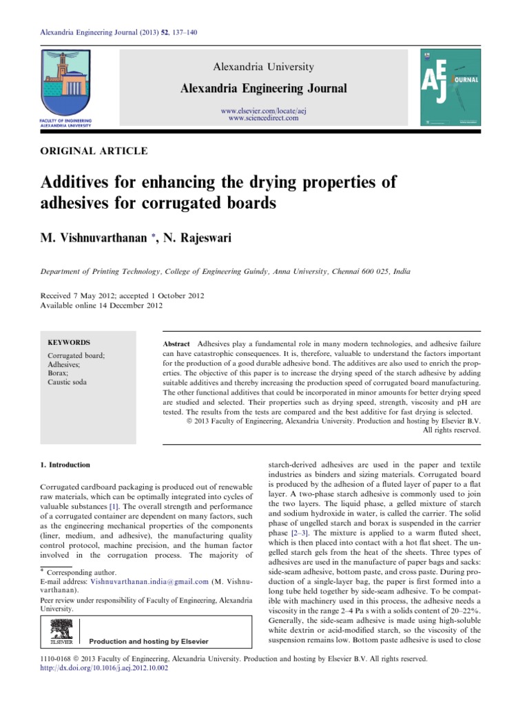 Additives For Enhancing The Drying Properties of Adhesives For ...