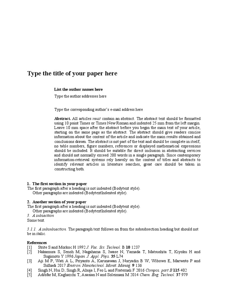 Type The Title of Your Paper Here | PDF | Paragraph | Writing