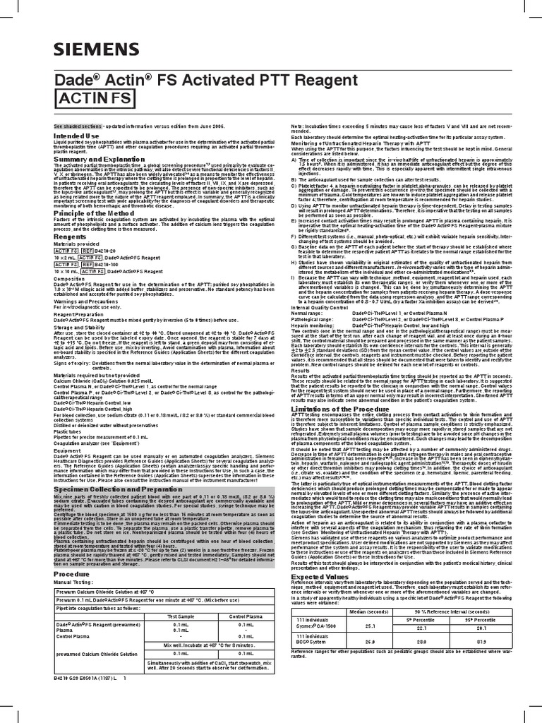 Actin FS | PDF | Coagulation | Platelet