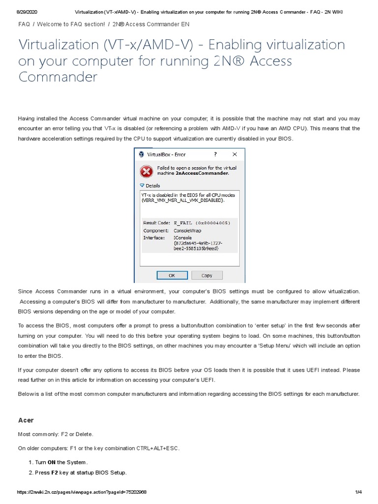 Virtualization (VT-X - AMD-V) - Enabling Virtualization On Your Computer For Running 2N® Access ...