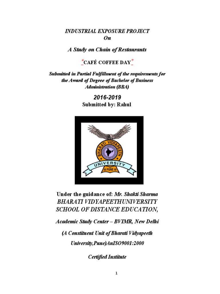 Cafe Coffee Day Project | PDF | Tertiary Sector Of The Economy ...