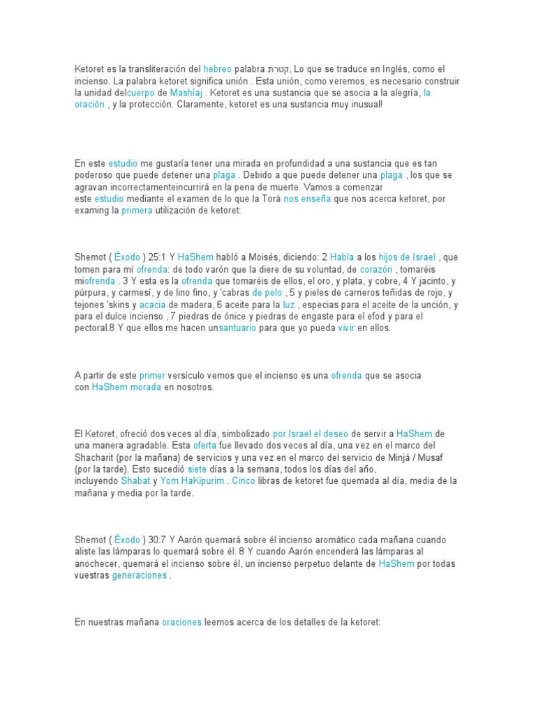 Ketoret Español | PDF | Incienso | Tora