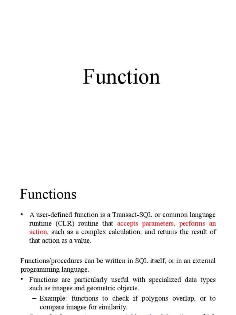 Dbms Lecture 7 Functions Pdf Subroutine Computer Programming