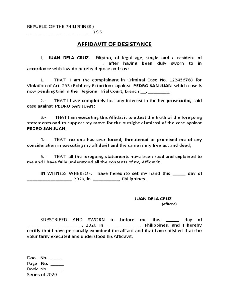Affidavit of Desistance | PDF