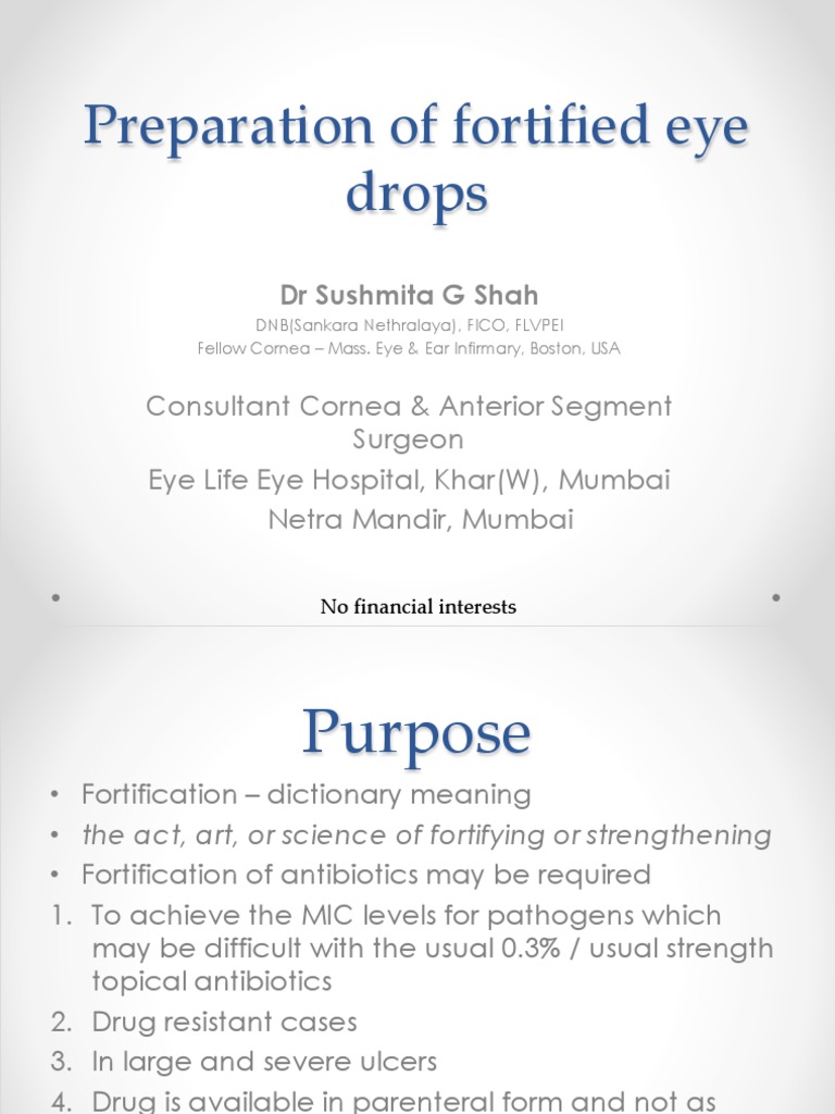 Preparation of Fortified Eye Drops: DR Sushmita G Shah | PDF ...