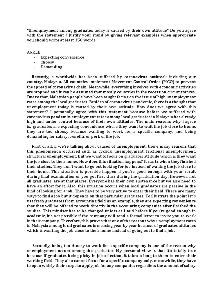 Muet Writing Exercise 1 | PDF | Unemployment | Social Science