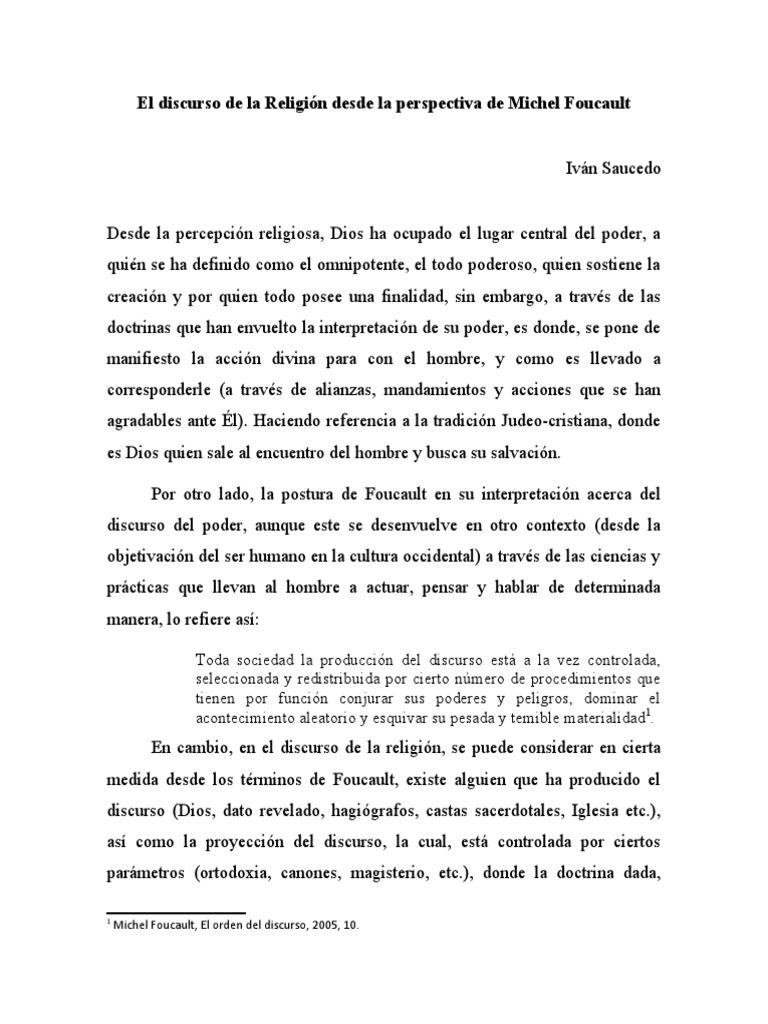 Discurso religioso según Foucault | PDF | Michel Foucault | Dios