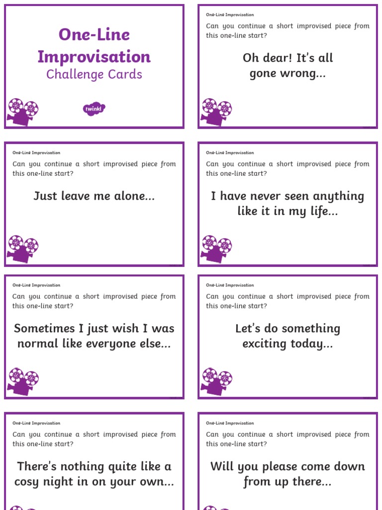 One-Line Improv Challenge Cards | PDF