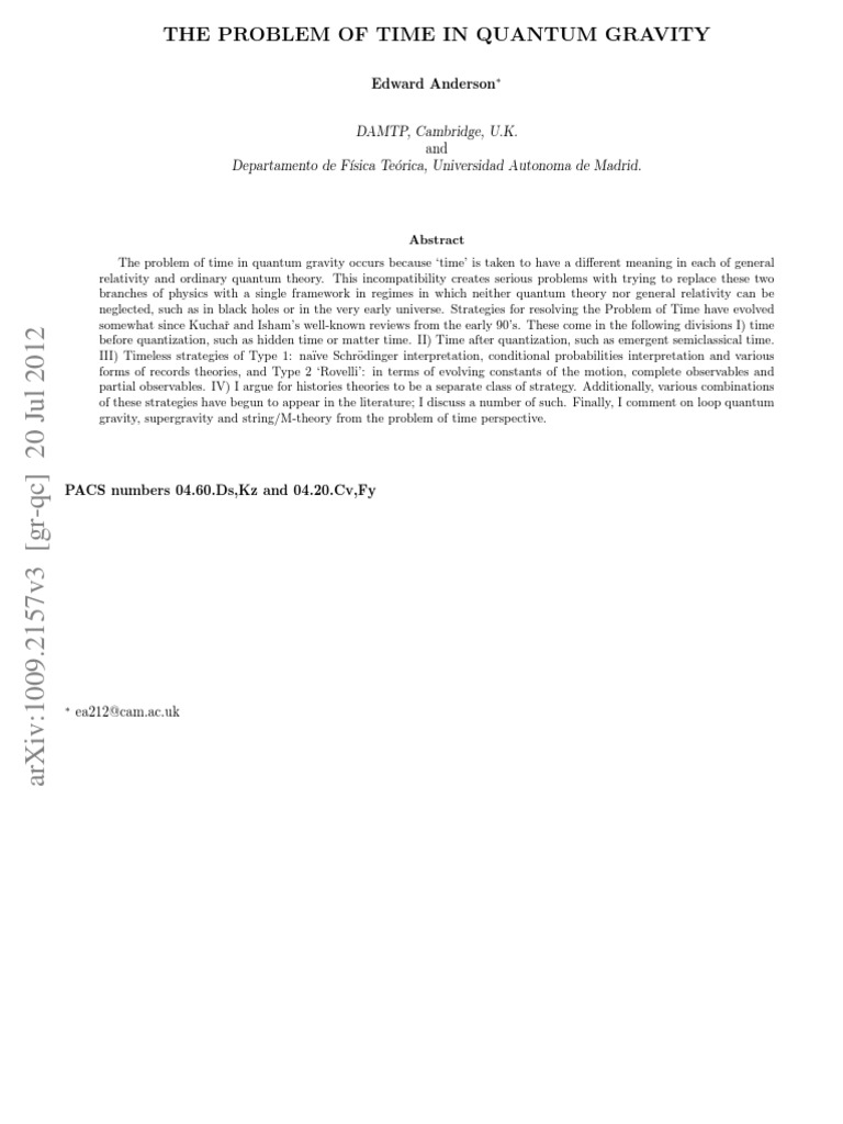 The Problem of Time in Quantum Gravity: Edward Anderson | Download Free ...