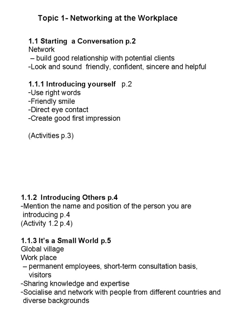 Workplace Networking Guide | PDF