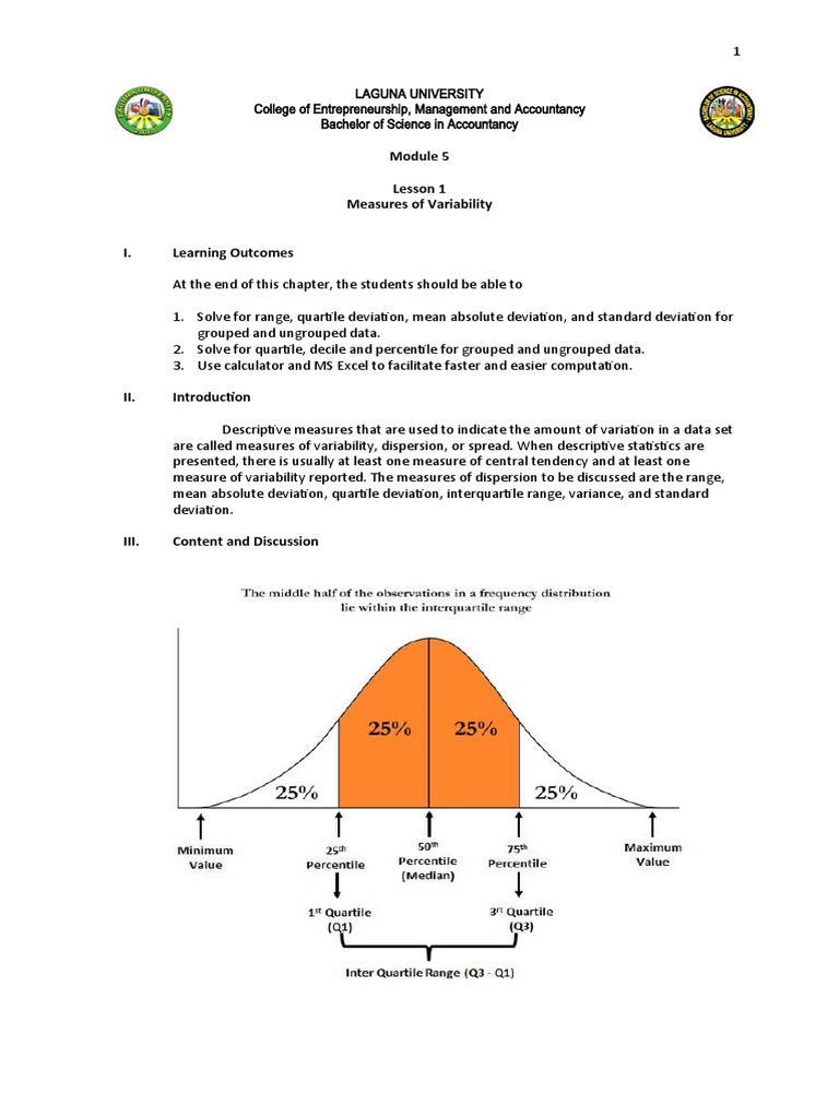 BComp3 Module 5 Measures of Variability | PDF | Quartile | Standard ...