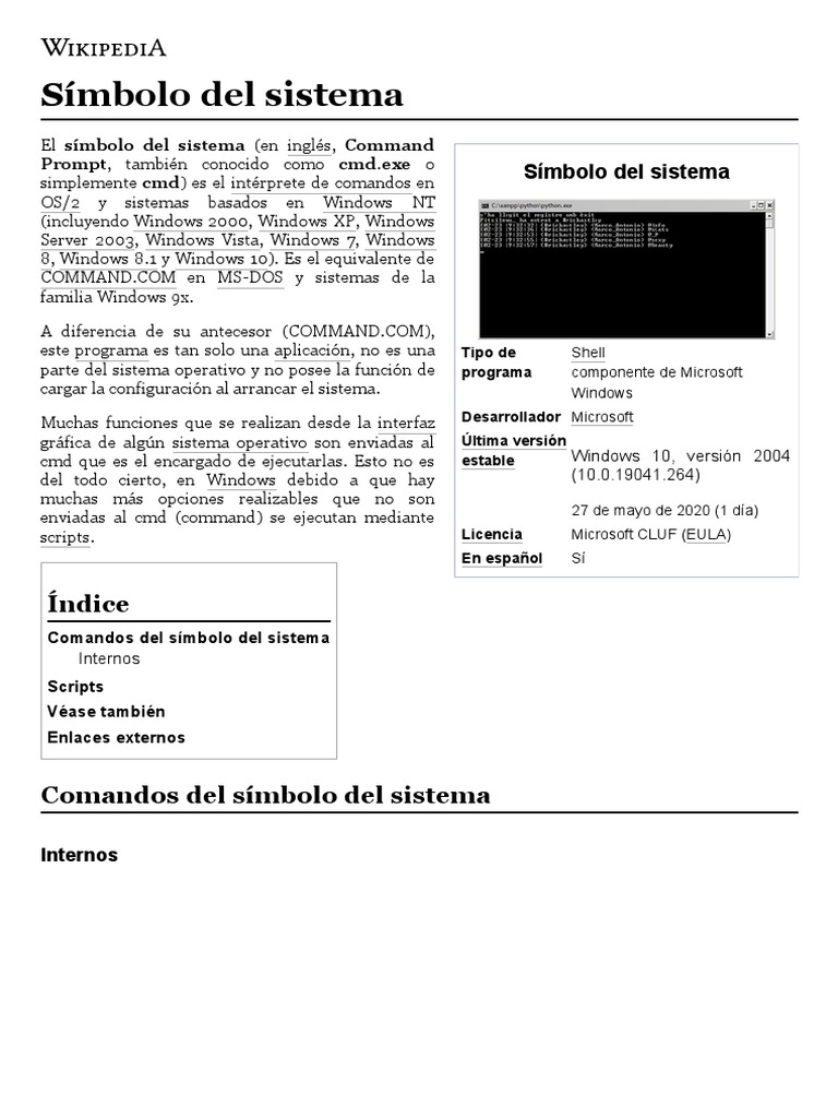 Símbolo Del Sistema - Wikipedia, La Enciclopedia Libre | PDF ...