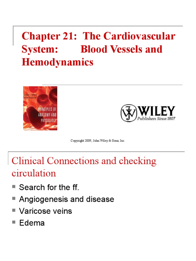 Chapter 21: The Cardiovascular System: Blood Vessels and Hemodynamics ...