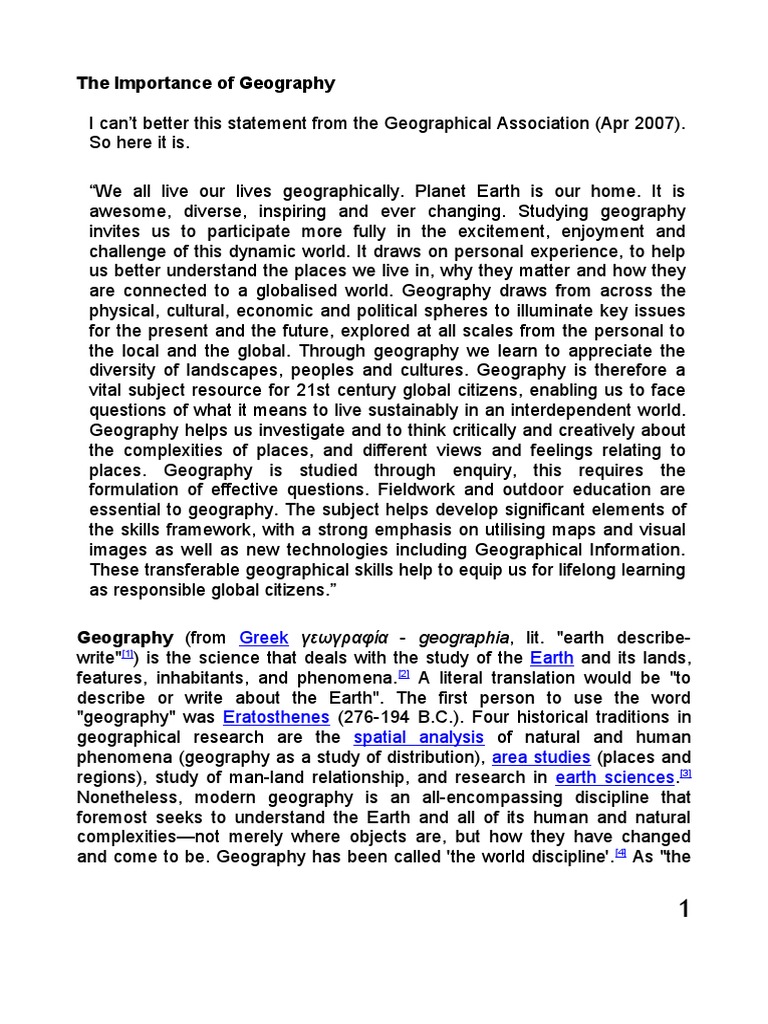 The Importance of Geography | Download Free PDF | Geography ...