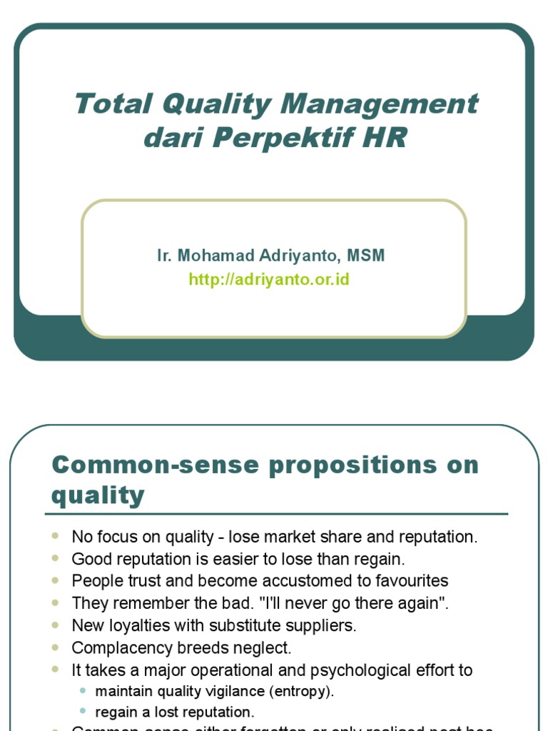 HR in TQM | PDF | Quality Management System | Quality Management
