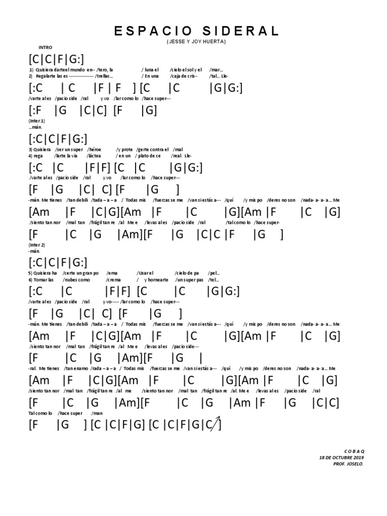ESPACIO SIDERAL - Letra y Acordes | PDF | Naturaleza