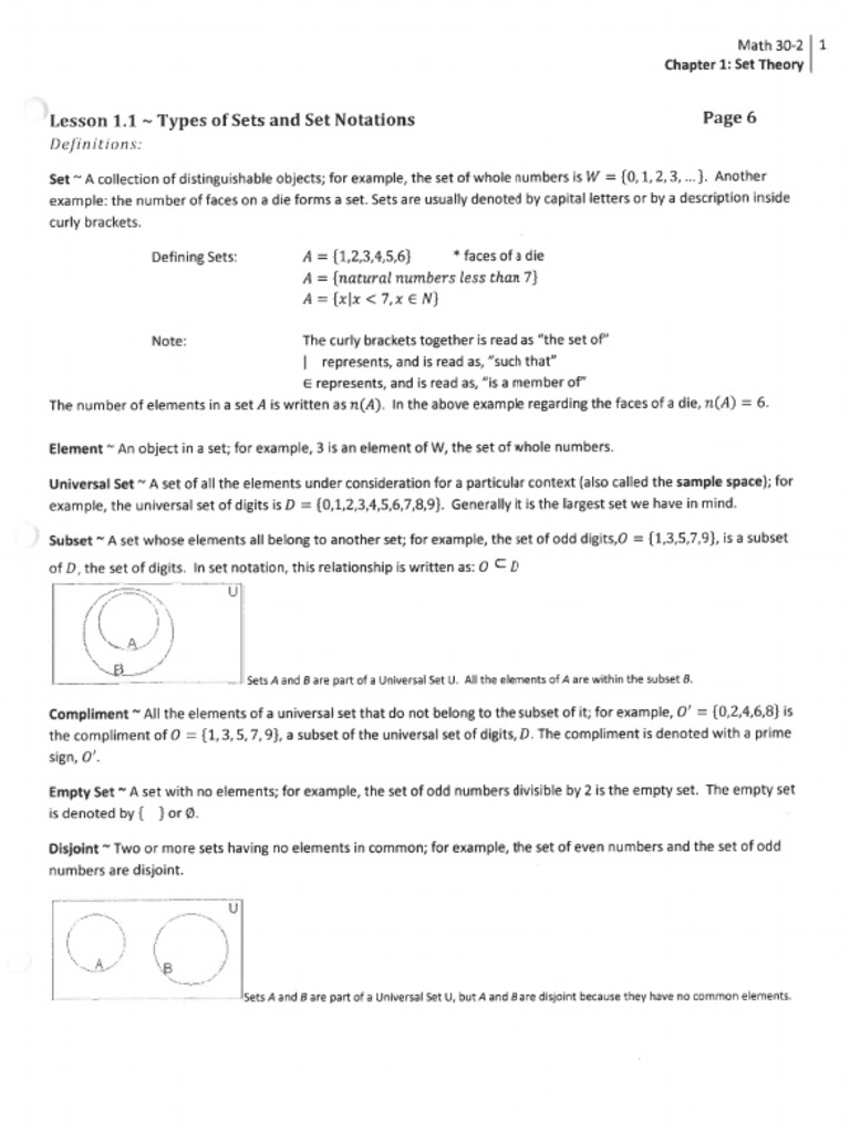 Chapter 1 Set Theory Notes With Solutions PDF | PDF