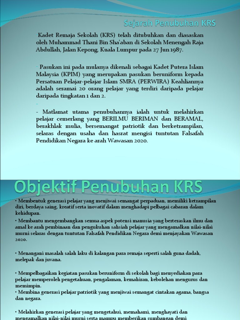 Sejarah Penubuhan KRS | PDF