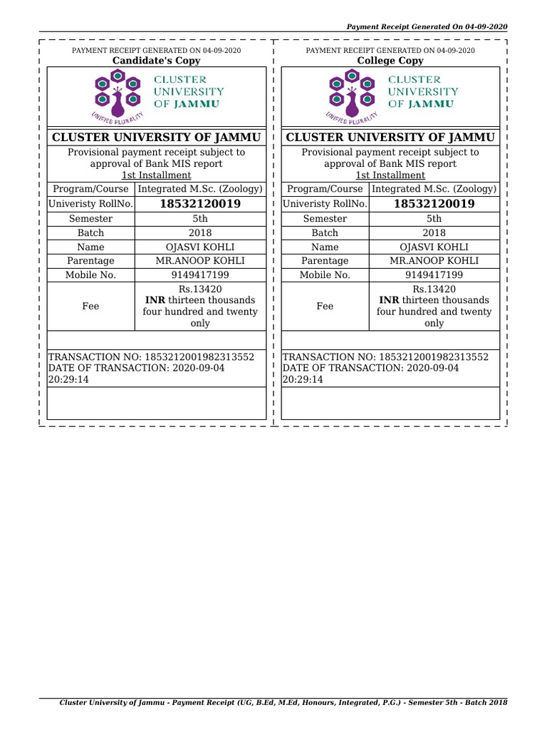 Receipt 5 Batch 2018 PDF | PDF