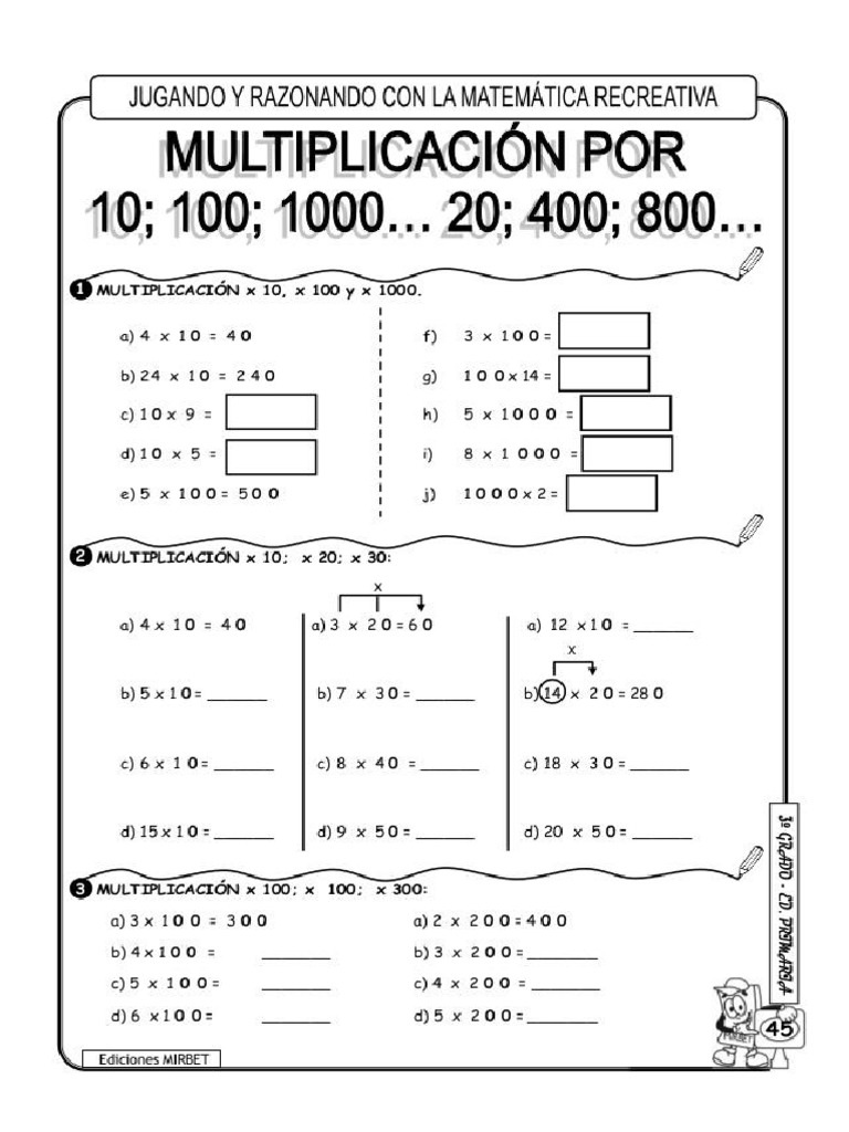 Actividad Multiplicacion X 10 100 y 1000 | PDF
