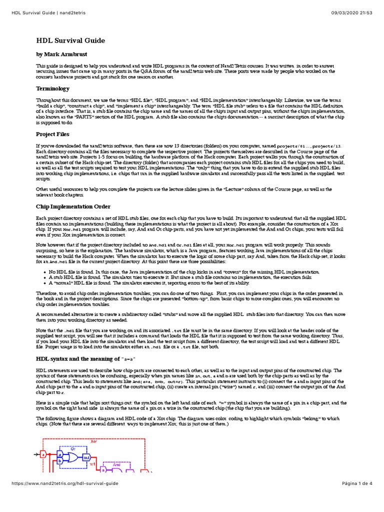 HDL Survival Guida-Nand2tetris | PDF | Hardware Description Language ...