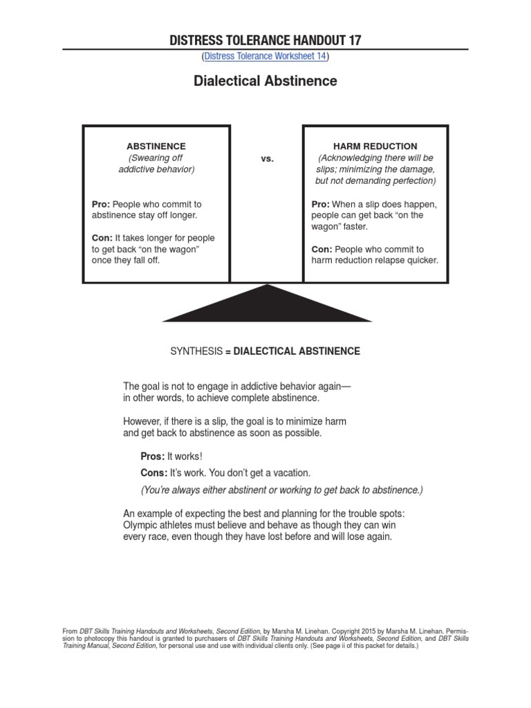Distress Tolerance Worksheet PDF | PDF | Dialectical Behavior Therapy ...