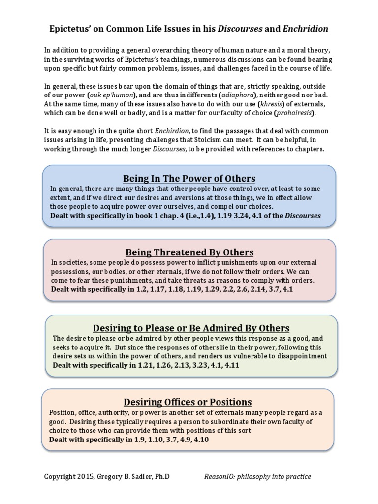Epictetus Handout - Common Life Situatio PDF | PDF | Epictetus | Anger