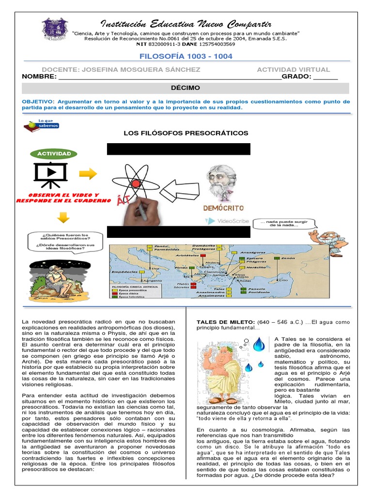 Filósofos Presocráticos y sus Arjés | PDF | Pitágoras | Metafísica