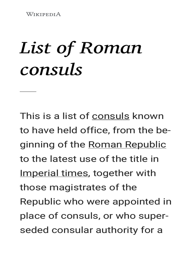 List of Roman Consuls PDF | PDF | 1st Millennium Bc | Ancient Rome