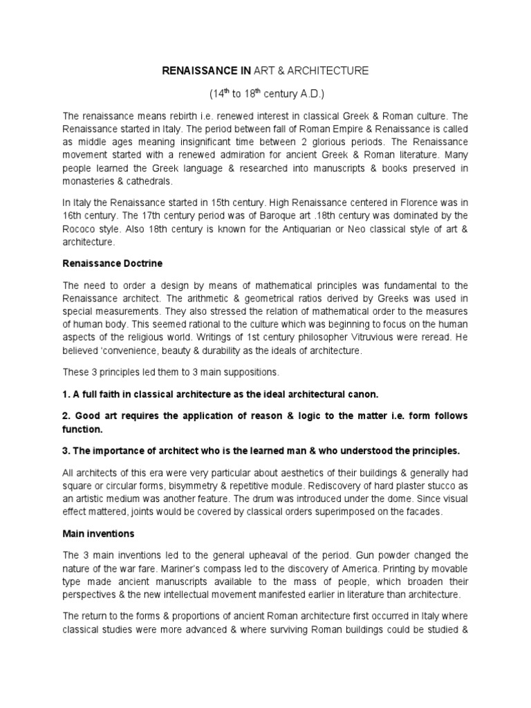 The Rise of Renaissance Architecture: Classical Principles, Humanist ...