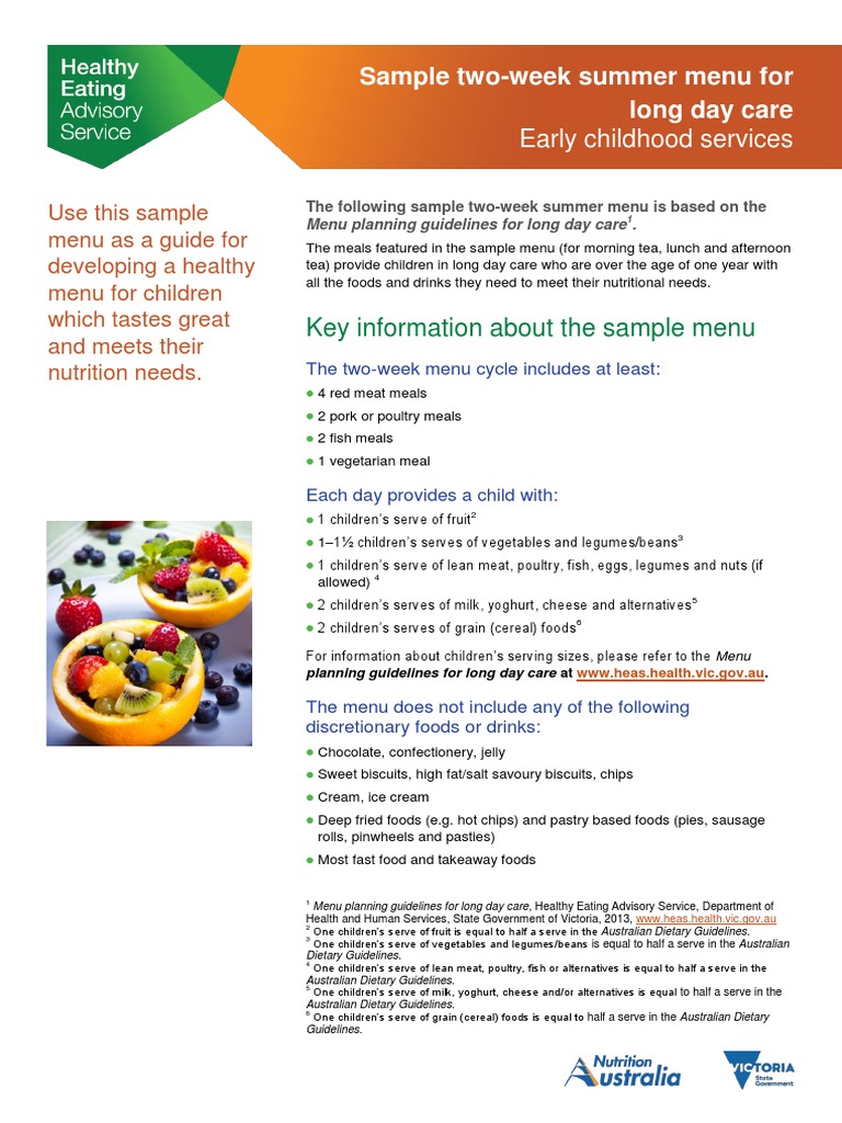ECS LDC Sample Menu Summer | PDF | Meal | Whole Grain