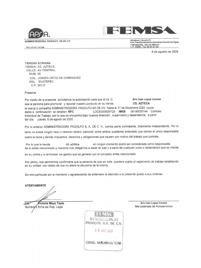 Carta de Vigencia | PDF