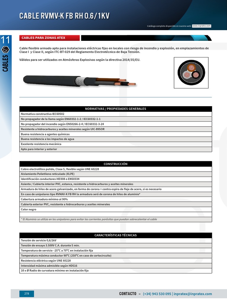 Cable RVMV K FB RH 06 1 KV | PDF | Cantidades fisicas | Sustancias químicas