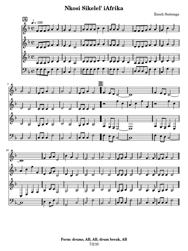 Nkosi Sikelel' Iafrika-Score | PDF
