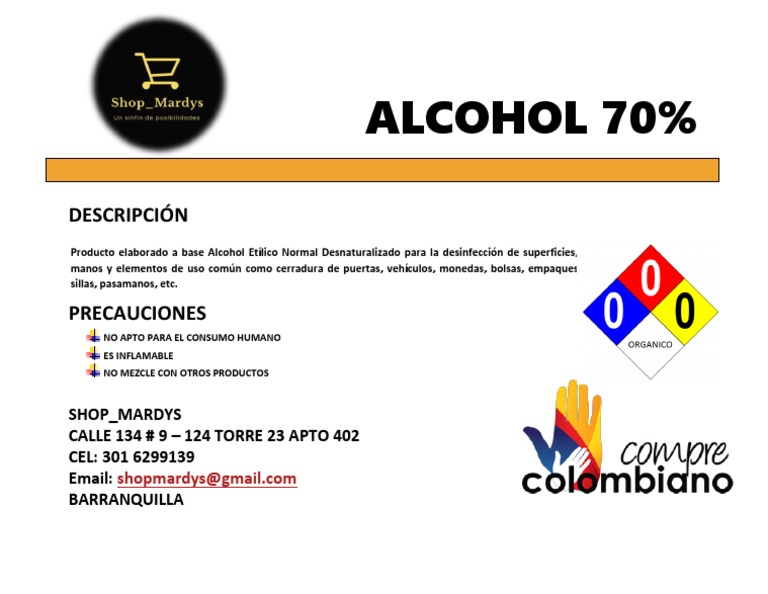 ETIQUETA Alcohol 70% PDF | PDF