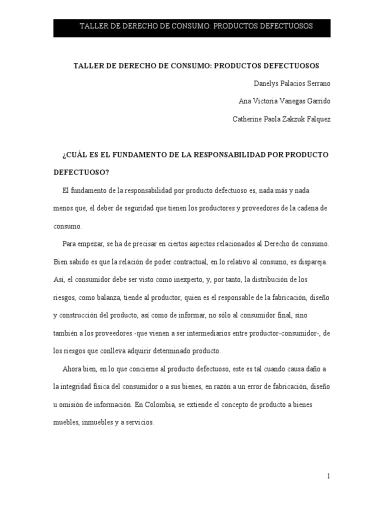 Producto Defectuoso | PDF | Los consumidores | Causalidad (Ley)