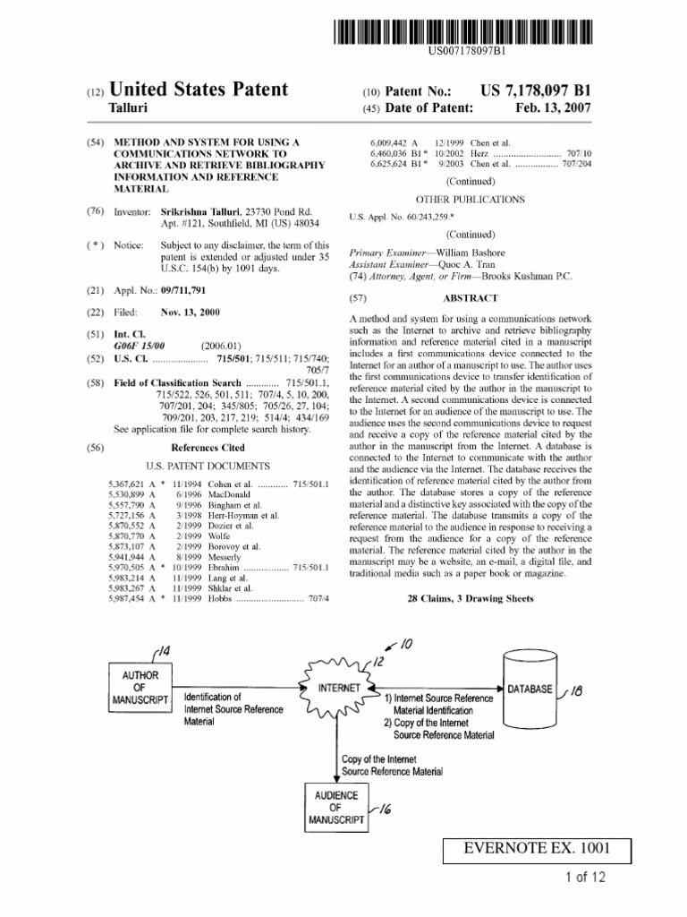 US Pat 7178097METHOD AND SYSTEM FOR USING A COMMUNICATIONS NETWORK TO ARCHIVE AND RETRIEVE ...