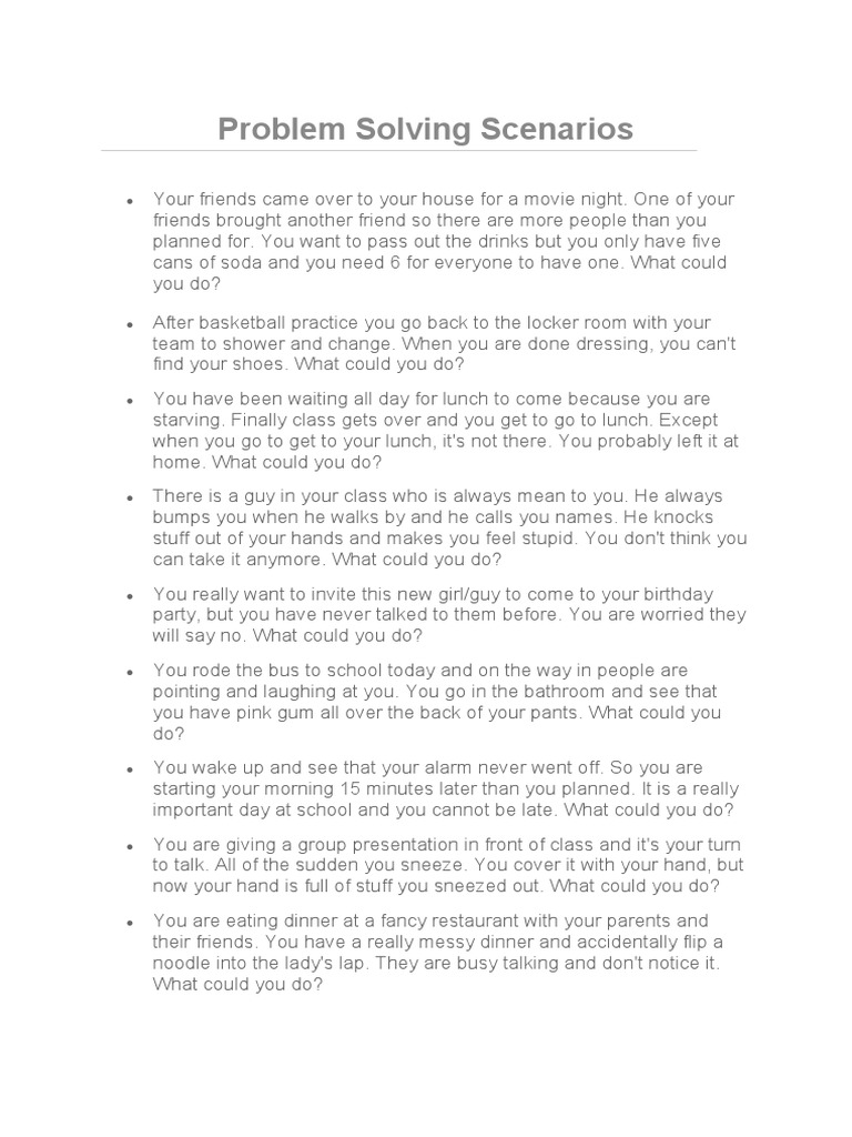 Problem Solving Scenarios | PDF