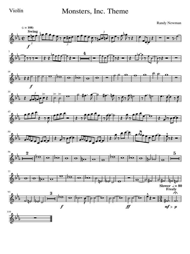 Monsters, Inc. Theme: Violín | PDF