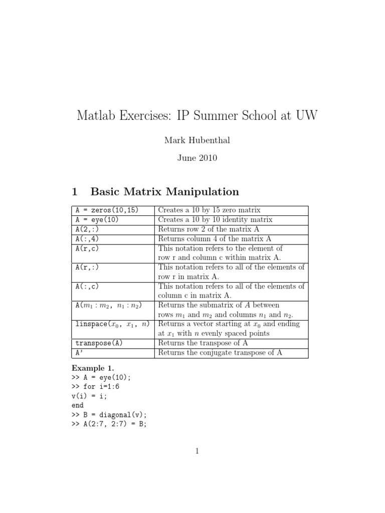 Matlabtutorial | PDF | Fast Fourier Transform | Matrix (Mathematics)