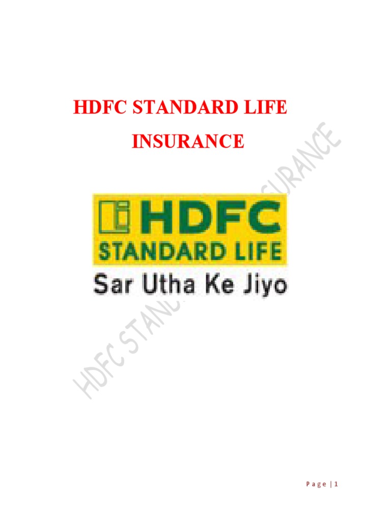 PROJECT On HDFC Standard Life | PDF | Insurance | Life Insurance