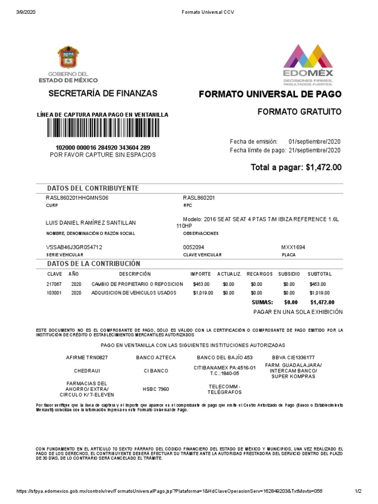 Formato Universal CCV | PDF | Bancario | Economias