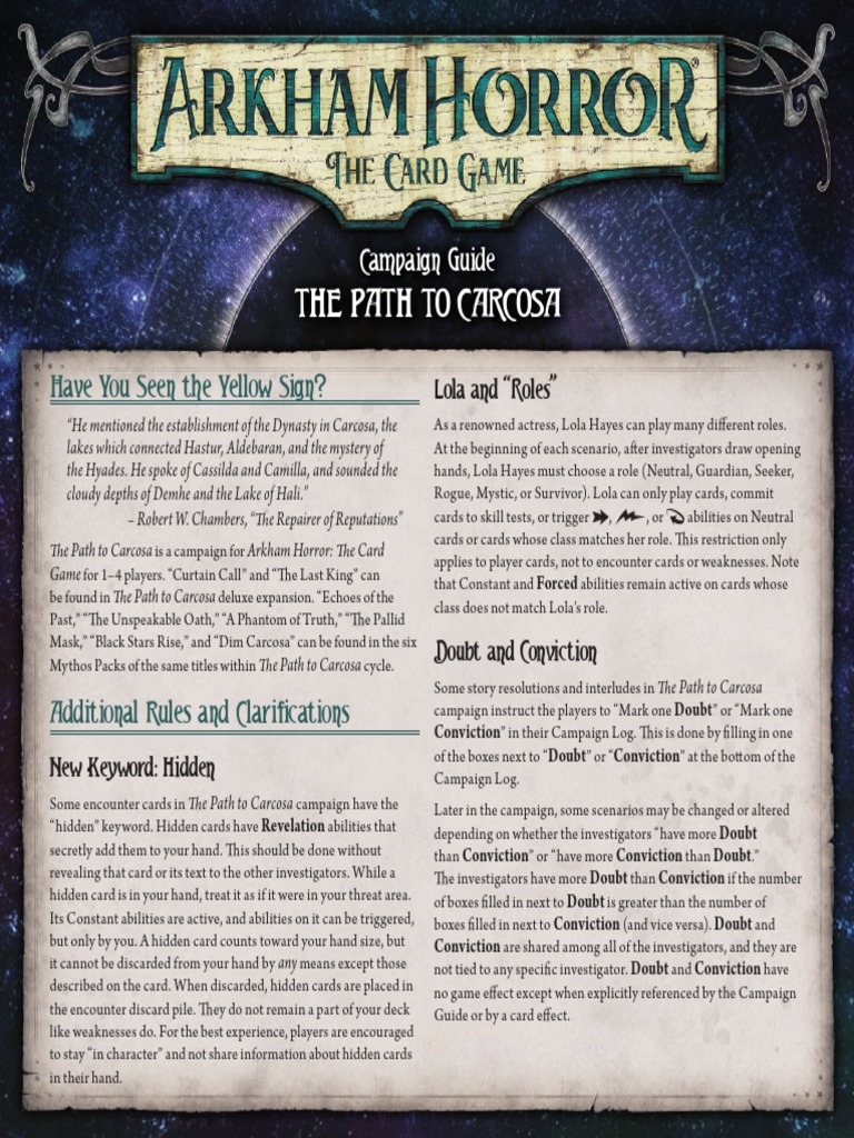 Arkham Horror LCG - Campaign Guide 03 - Path To Carcosa | PDF