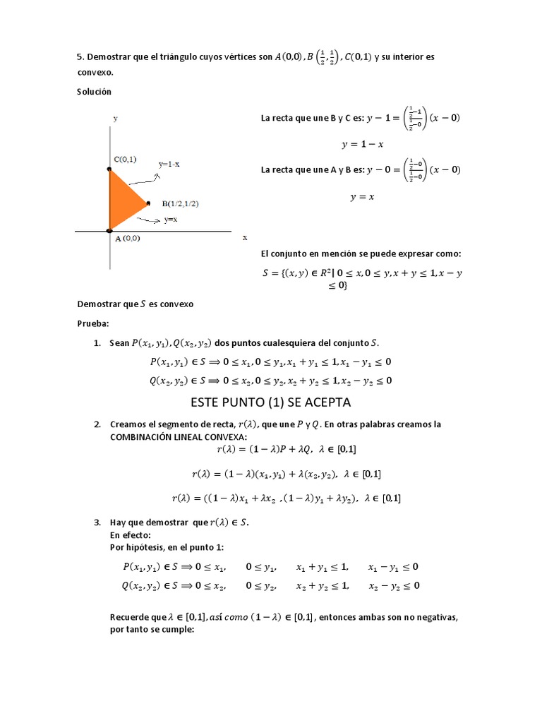 Demostración de la convexidad de un triángulo y de la suma de conjuntos convexos | PDF ...