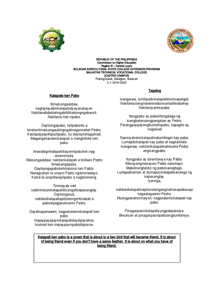 5 Poems With Tagalog Traslation | PDF