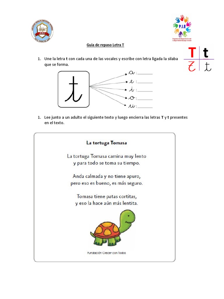 Guía Letra T | PDF