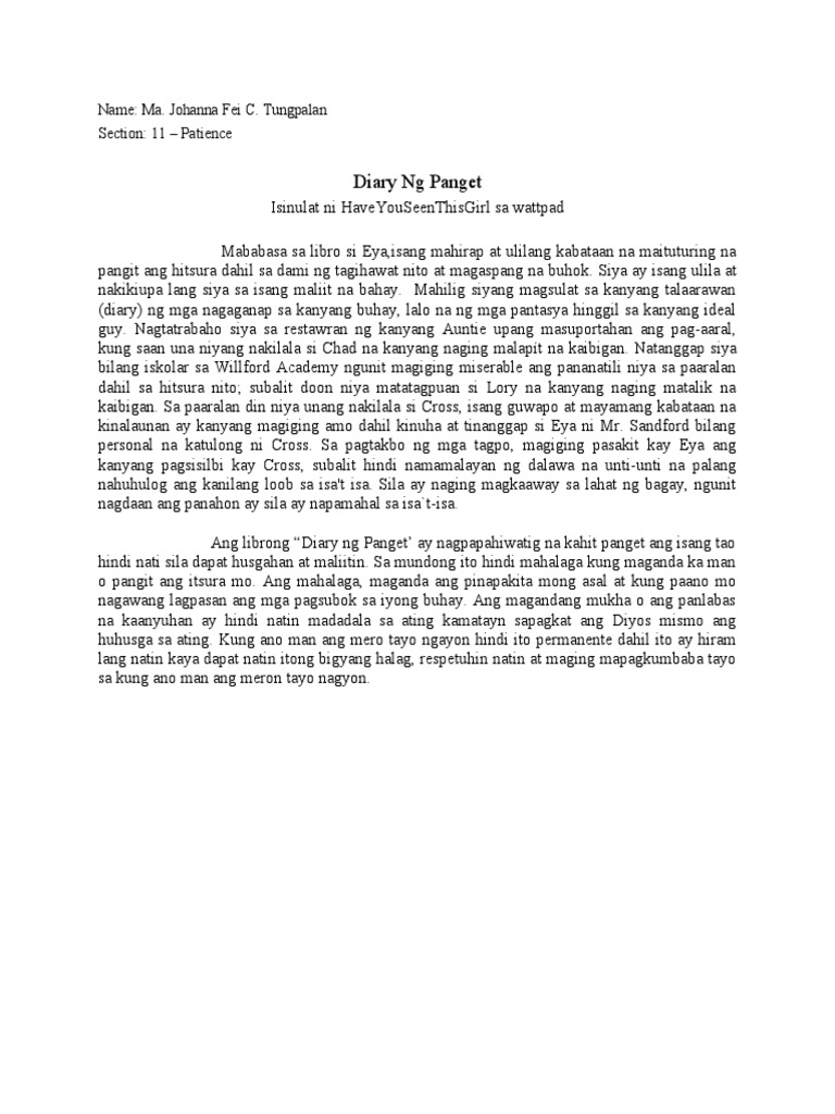 Ang Diary NG Panget | PDF