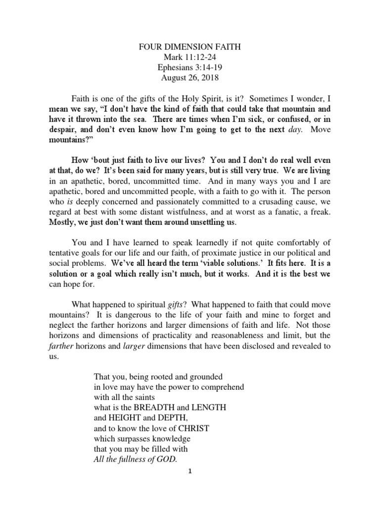 Four Dimension Faith: Exploring the Breadth, Length, Height and Depth ...