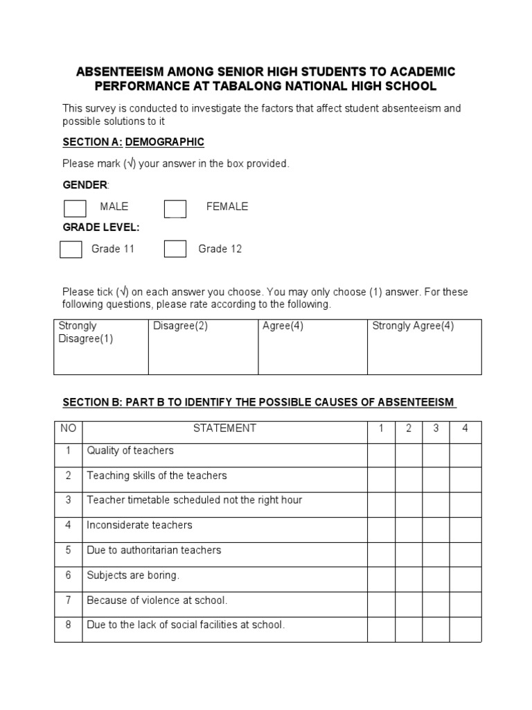 Student Absenteeism and Academic Impact | PDF | Teachers | Test ...