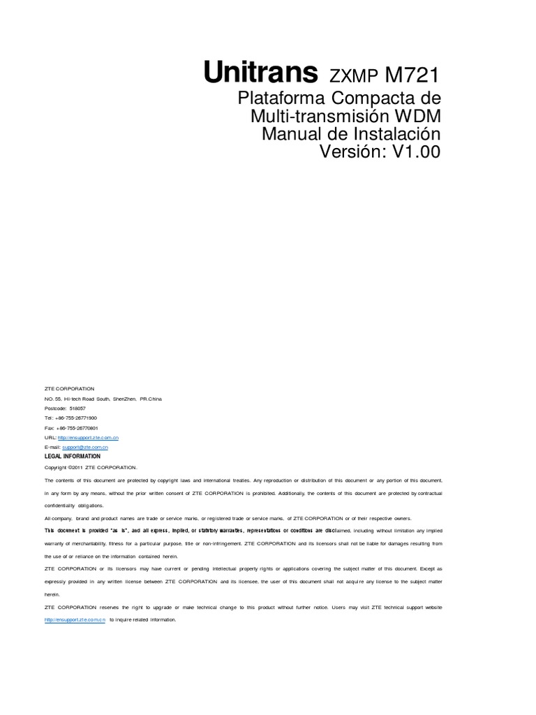 Manual Unitrans ZXMP M721 ESPAÑOL | PDF | License | Copyright